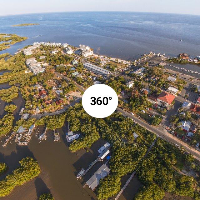 Near sunset, 400 feet above sea level overlooking Cedar Key on...