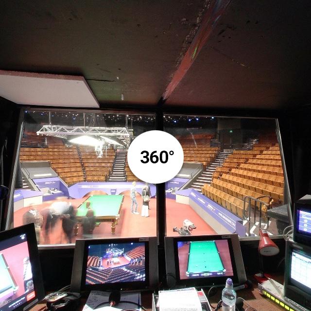 The BBC commentary box for the 2010 World Snooker Championship...