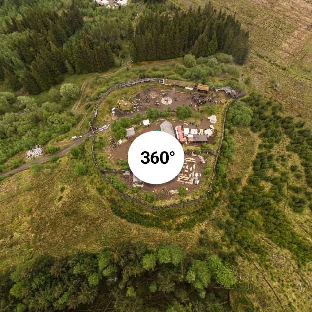 High above Duncarron Medieval Fortified Village at Carron Vall...