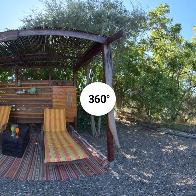 Shaded seating area, separate accommodation