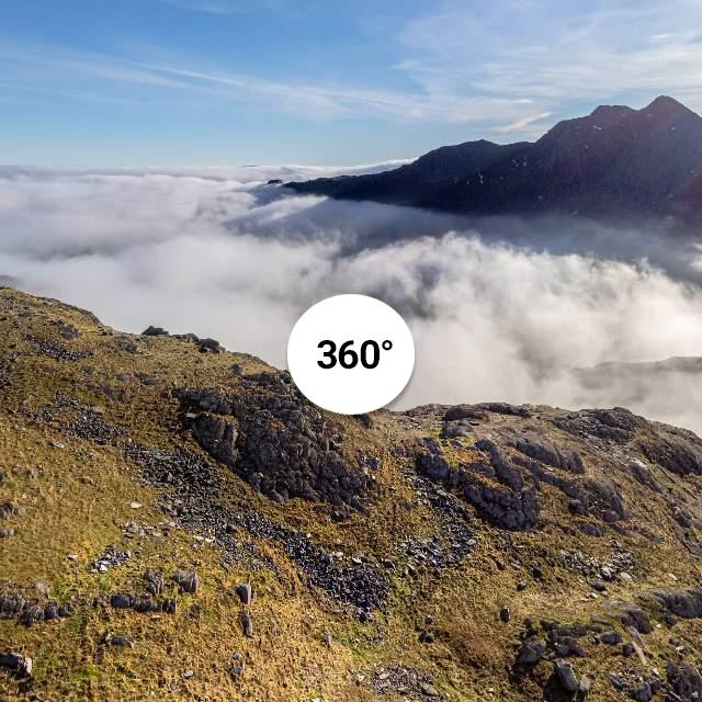 Cloud inversion in the Snowdon horseshoe, Wales, UK The pat...