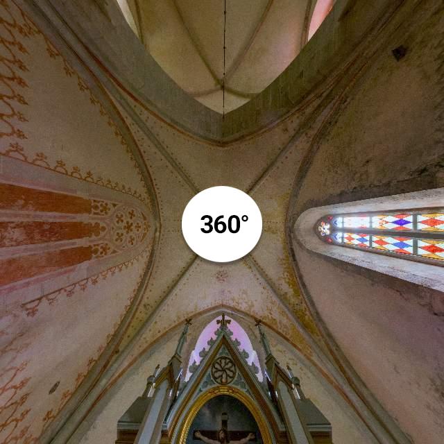Karja church on Saaremaa, 14th century. On top of the altar a...