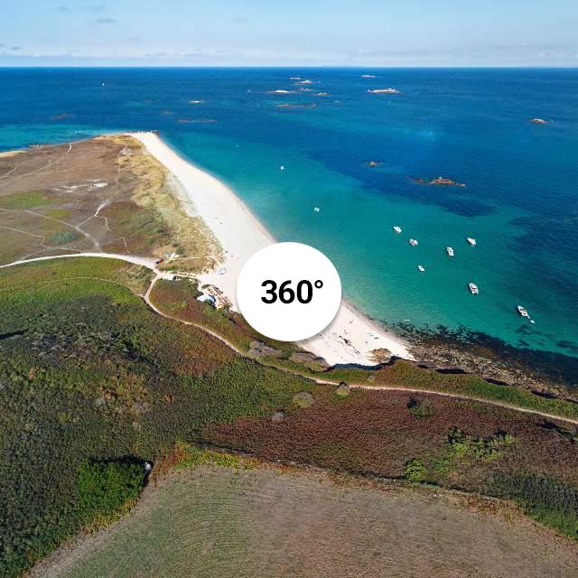 View over the north of Herm including Shell Beach