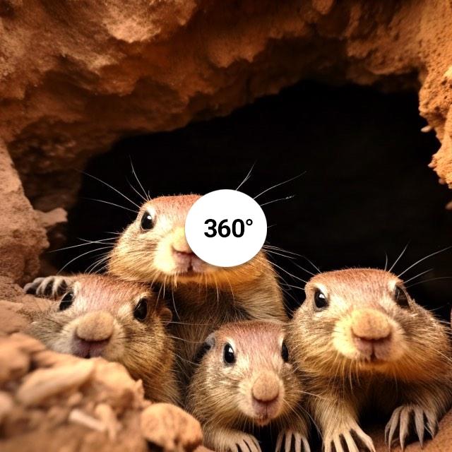 Spherographic image at eye level of gophers curious about my s...
