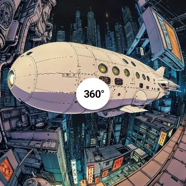 Neo-Tokyo 2325 AI generated 360 panorama